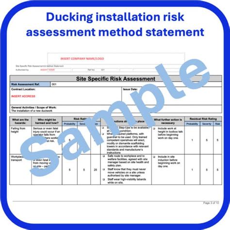 Ducting Installation Risk Assessment Method Statement Seguro