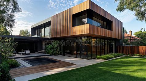 Stylish Double Storey Building With Contemporary Wood Cladding And Garden Design In Melbourne
