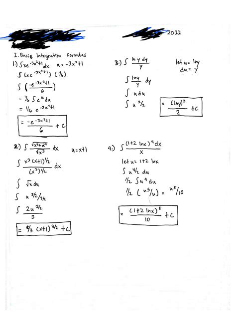 Solution Basic Integral Formula Example Studypool