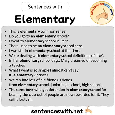 Sentences With Elementary Sentences About Elementary Sentenceswith Net