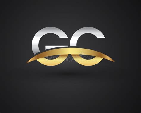Gc Initial Logo Company Name Colored Gold And Silver Swoosh Design