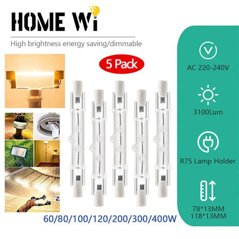 5 Pack R7s Halogen Linear Light Bulb Dimmable Halogen Lamp For