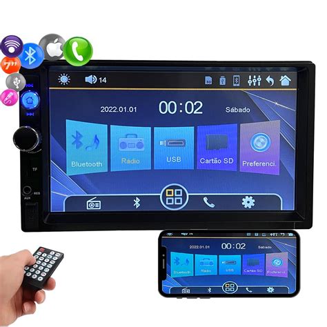 Central Multimidia Universal 7 Polegada Mp5 Camera Bt Espelha 2 Din Player Radio Bluetooth