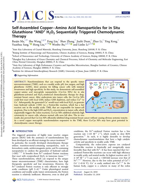 Pdf Self Assembled Copper Amino Acid Nanoparticles For In Situ