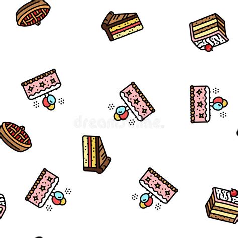 Cake Birthday Food Dessert Party Vector Seamless Pattern Stock Vector
