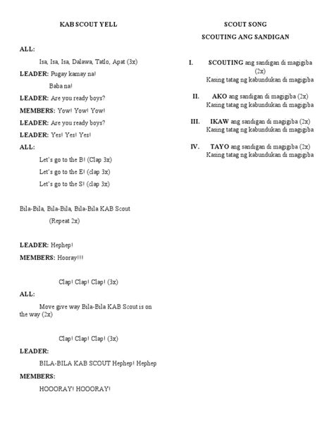 Kab Scout Yell And Song Pdf