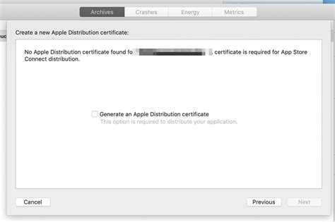 App Store向けのバイナリをエクスポートするとき「no Apple Distribution Certificate Found For