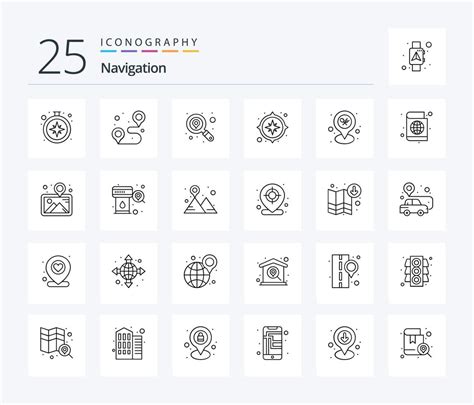 Navigation 25 Line Icon Pack Including Map Location Sign Navigation Compass 16026782 Vector