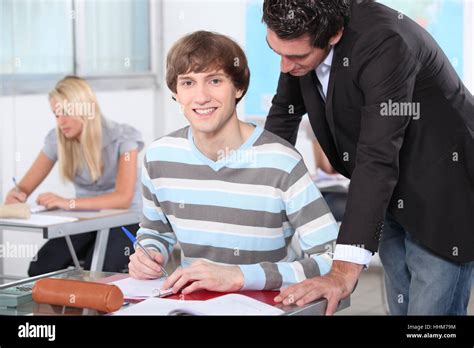 Blank European Caucasian Concentration Class Classroom Boy Lad