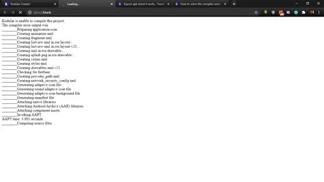 Export Apk Doesnt Work Invoking Aapt Stuck At Compiling Source Files Discuss Kodular