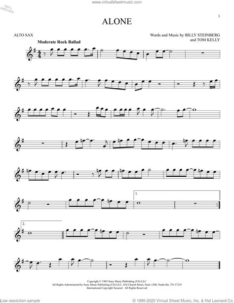 Alone Sheet Music For Alto Saxophone Solo Pdf Interactive