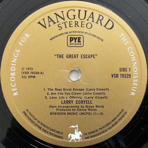 Larry Coryell The Real Great Escape Vinyl Lp 1973 Uk Reissue