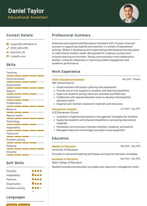 Educational Assistant Resume Example For 2026 Samples And Best Practices
