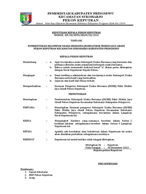 Pembentukan Kube Fakir Miskin Keputran Pdf