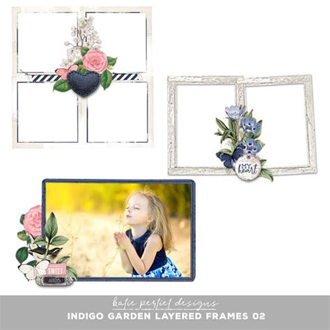 Indigo Garden Layered Frames 02 Digital Art