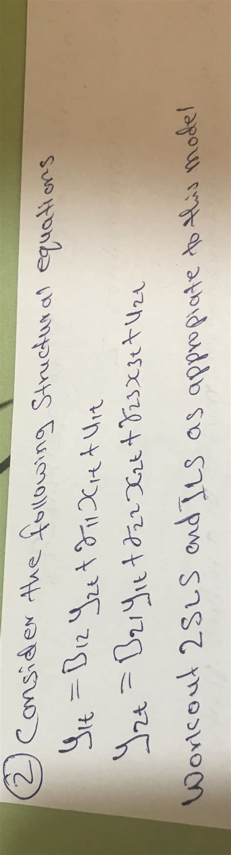 2 Consider The Following Structural Equations Begin Array L Y