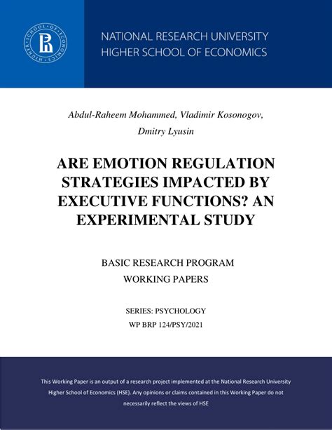 Pdf Are Emotion Regulation Strategies Impacted By Executive Functions
