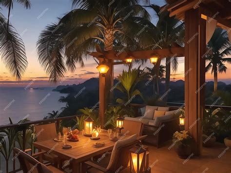 Premium Photo Bech Side Resturent Vew