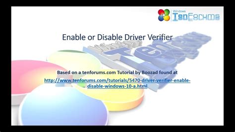 Driver Verifier Enable Disable In Windows 10 Youtube