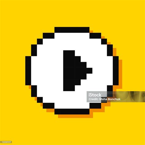 Pixel Play Button Video Audio Player 8bit Video Game Style Vector