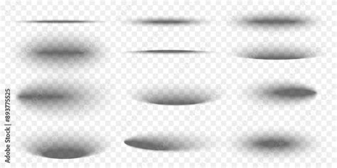 Set Of Oval Packing Box Shadow Effects Different Realistic Soft Grey