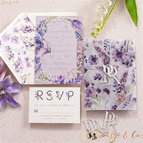 Purple Rustic Wedding Invitations