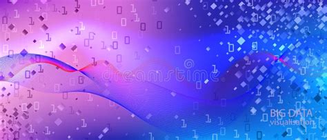 Big Data Cyber Vector Presentation Fractal Flow Data Technology Grunge