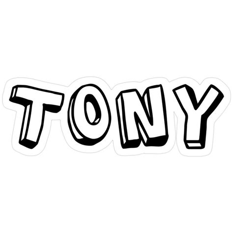 Typography Tony English Name Tag Sticker Sticker In 2025 Name Tags