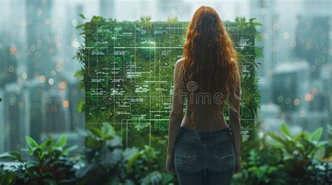 A Woman Using Eco Future Technologies In The Eco System Working In An