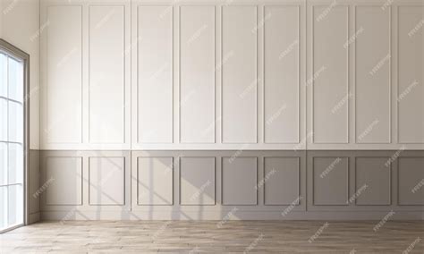 Premium Photo Modern Classical Pattern Wall Decorate And Woodern Floor 3d Rendering