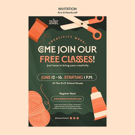 Free Psd Invitation Template For Arts And Crafts Classes