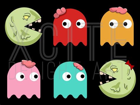 Zombie Pac Man Halloween Digital Art Spooky Ms Pac Man And Ghosts