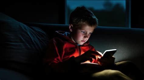 Premium Ai Image Boy Addicted To Smartphone
