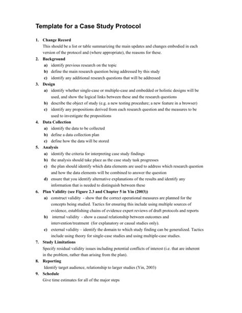 Case Study Protocol Template Design Analysis Guide