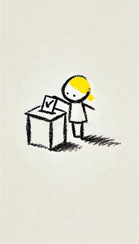 Hand Drawn Sketch Of A Girl Voting Representing Democracy And Civic
