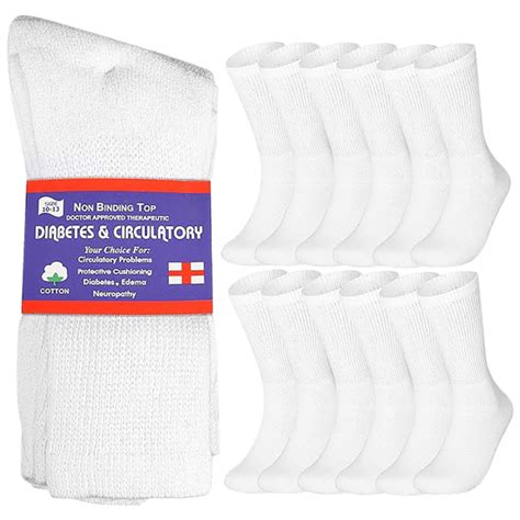 Sidedeal 12 Pack Nextex Apparel Cotton Non Binding Diabetic Crew Socks