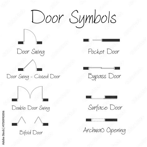 Architectural Door Symbols Diagram Including Swing Pocket Bypass