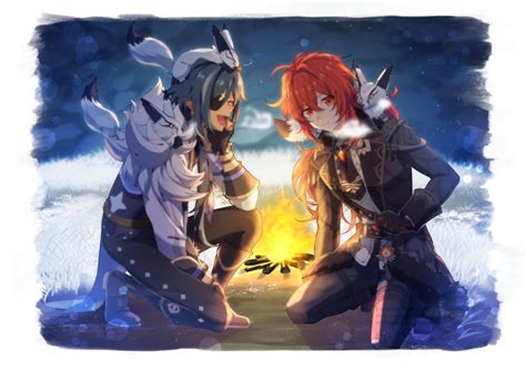 Diluc And Kaeya Genshin Impact Drawn By Yuu Mboj Fdk Danbooru