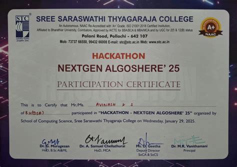 Avinash K S On Linkedin Hackathon Nextgenalgosphere Stc Datascience Innovation