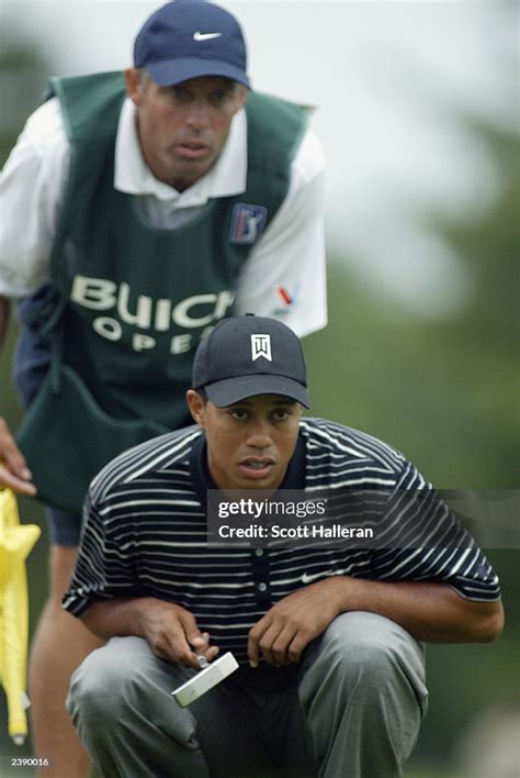 Tiger Woods And His Caddie Steve Williams Look Over The Sixth Green