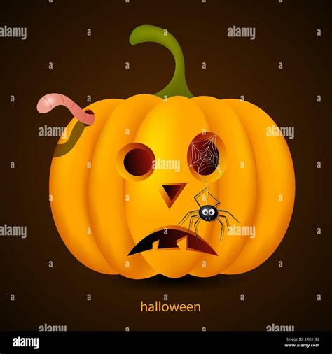Vector Halloween Pumpkin With Spider Stock Vector Image And Art Alamy