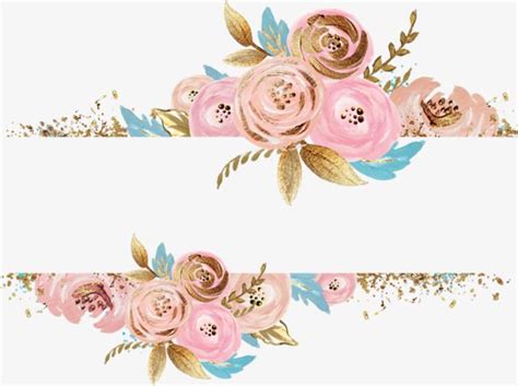 Pink Watercolor Flower Borders And Creative Materials Waterslide
