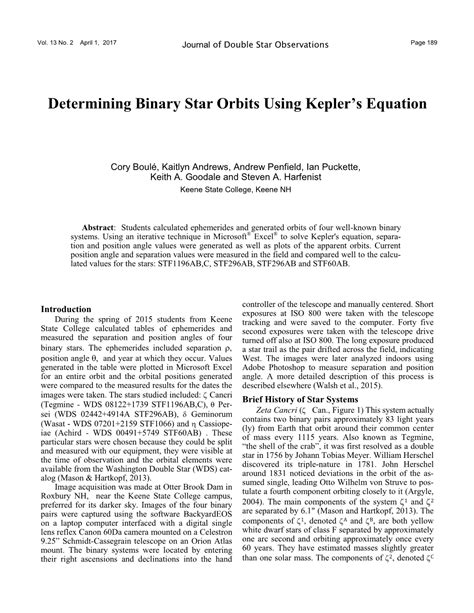 Determining Binary Star Orbits Using Keplers Equation Docslib