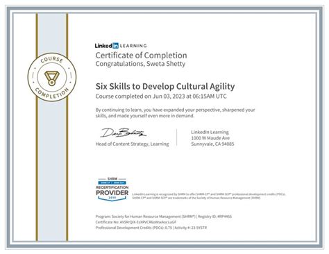 sweta shetty on linkedin certificate of completion