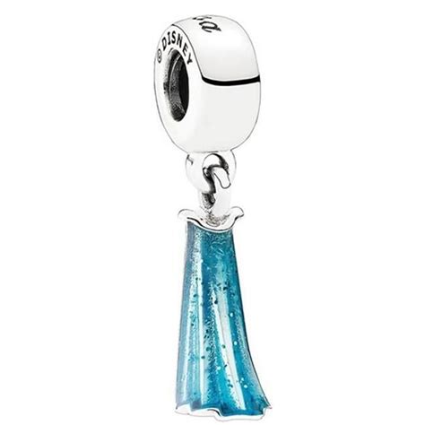 Disney Elsa Dress Silver Dangle With Mixed Enamel