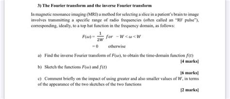 Solved 3 The Fourier Transform And The Inverse Fourier