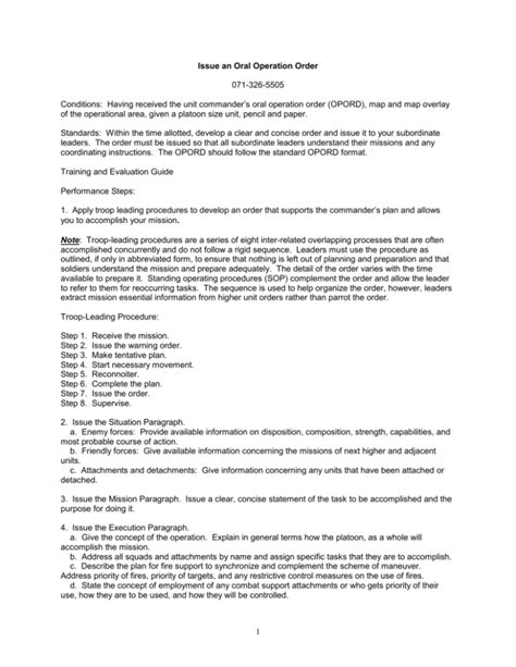 Army Opord Format