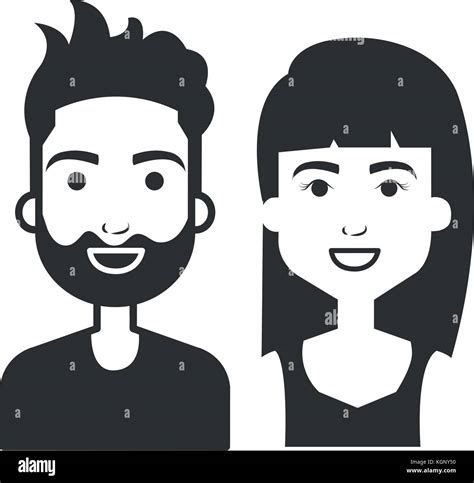 Lovers Couple Avatars Characters Vector Illustration Design Stock