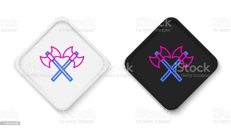 흰색 배경에 격리 된 중세 축 아이콘을 교차 선 전투 도끼 실행자 도끼 중세 무기 다채로운 개요 개념 벡터 강철에 대한 스톡 벡터 아트 및 기타 이미지 Istock