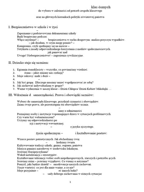 Godziny Wych Klasy 8 Pdf